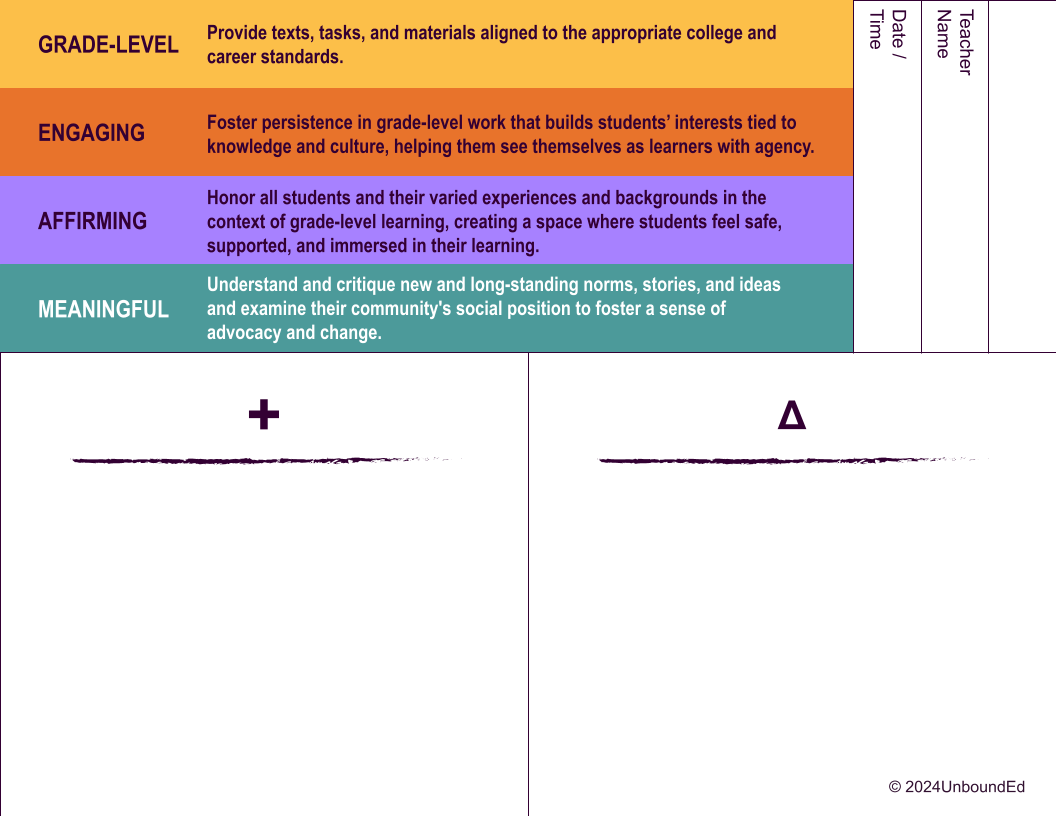 GLEAM® Instruction Plus/Delta Reflection Card - UnboundEd